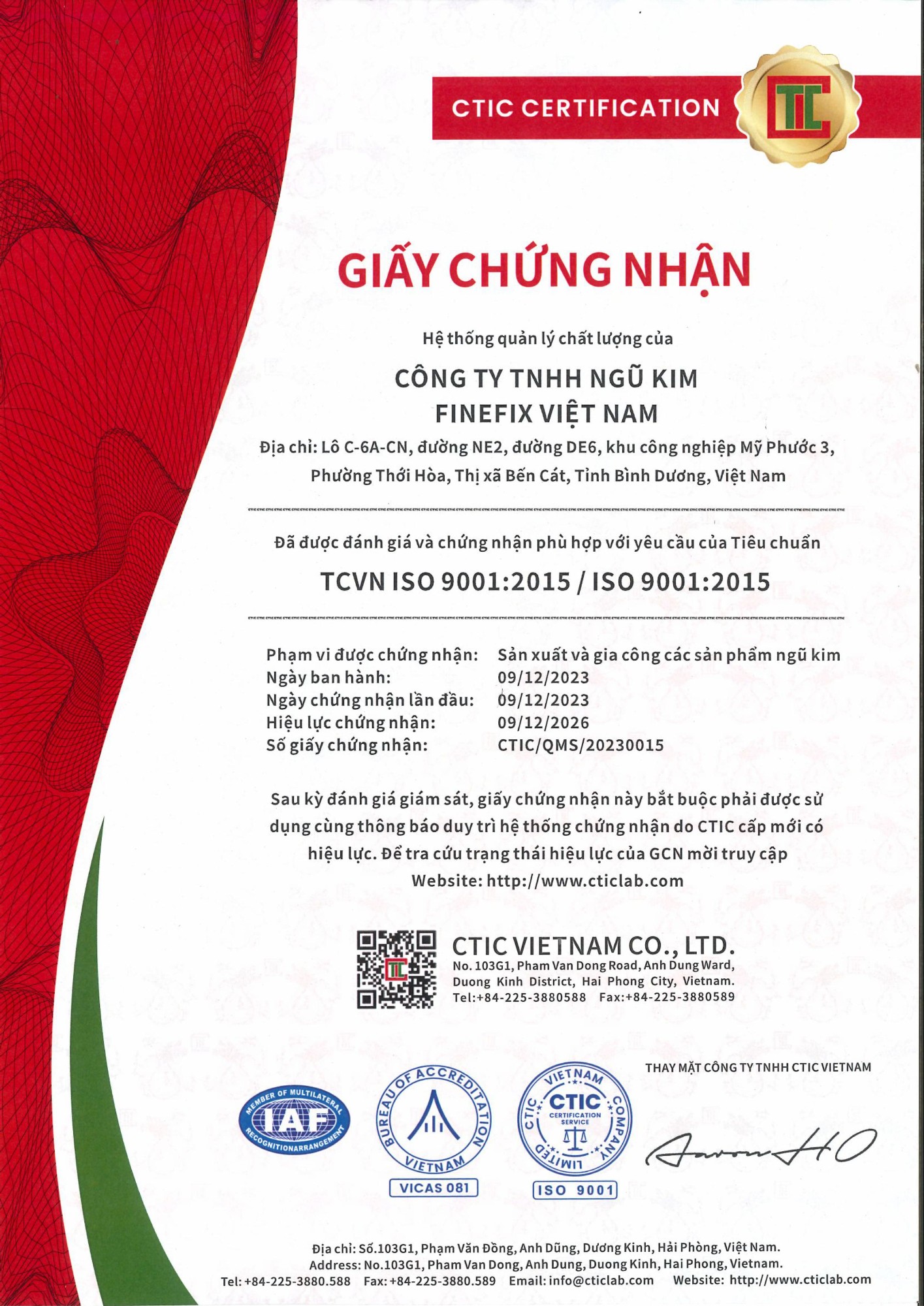 CÔNG TY TNHH NGŨ KIM FINEFIX VIỆT NAM